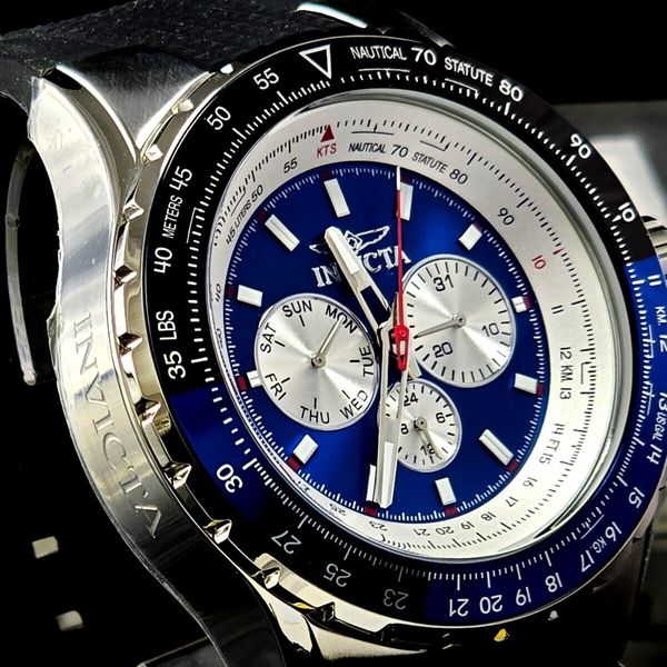 New Invicta Mens 50mm AVIATOR VH63 Multi Function Quartz Blue Dial SS ...