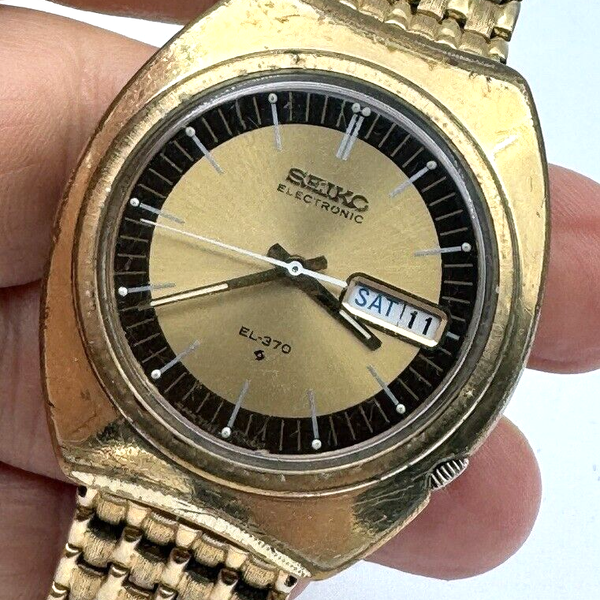 1970's Rare Vintage Seiko Electronic EL-370 Original Dial Gold Plated ...