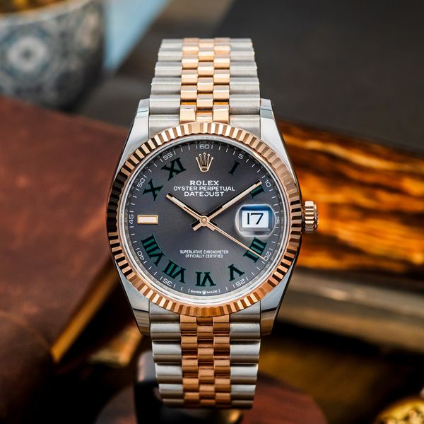 FS: Rolex Datejust 36 Wimbledon Dial Everose Gold Watch – BOX & PAPERS ...