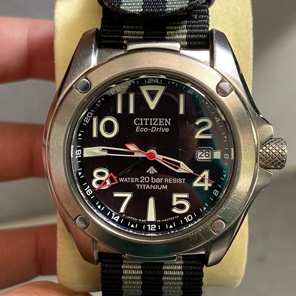 Rare Citizen Promaster GMT Eco Drive Titanium Black Dial Nylon Strap ...