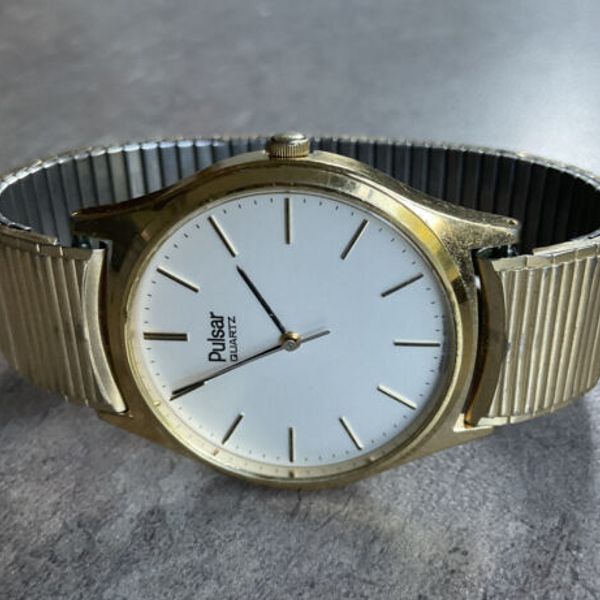 Pulsar Mens Expandable Bracelet Watch Y561-8019 Gold Tone Case - by ...