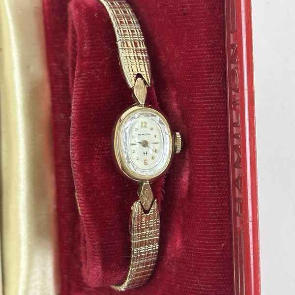 HAMILTON, 60's 10K Gold Filled Watch w/ Original Case Box LADIES WATCH ...