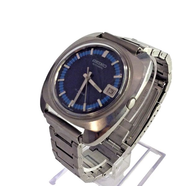 Vintage Seiko Automatic Date Watch Stainless Steel Blue Dial Runs Well ...