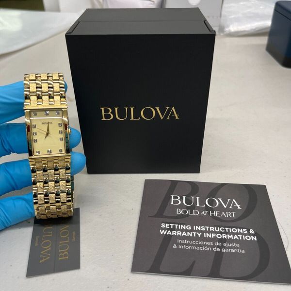 BULOVA Men's Gold-Tone Diamond Stainless Steel Watch - 97F52 BRAND NEW ...