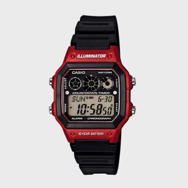 Casio Unisex Digital Watch AE-1300WH-4A - Bold Red Design with 100M ...