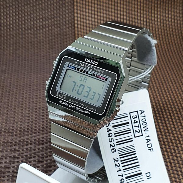 Casio A700W-1A Vintage Series Super Slim Case Stainless Steel Band ...