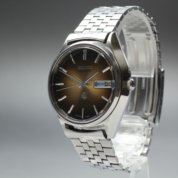 Vintage 1976 [N MINT] SEIKO Type II 0903-8110 Day Date Brown Dial Qz ...