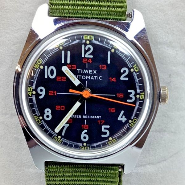 Vintage 1978 Menâ s Timex Automatic Military Crosshair Mechanical Watch ...