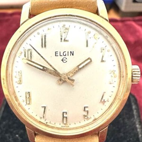 Vintage ELGIN Men's manual winding watch Date 17 Jewels Swiss 1960s ...