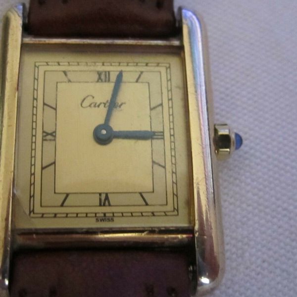Cartier Paris Vermeil Tank Quartz Argent .925 Swiss Made Sterling Lady ...