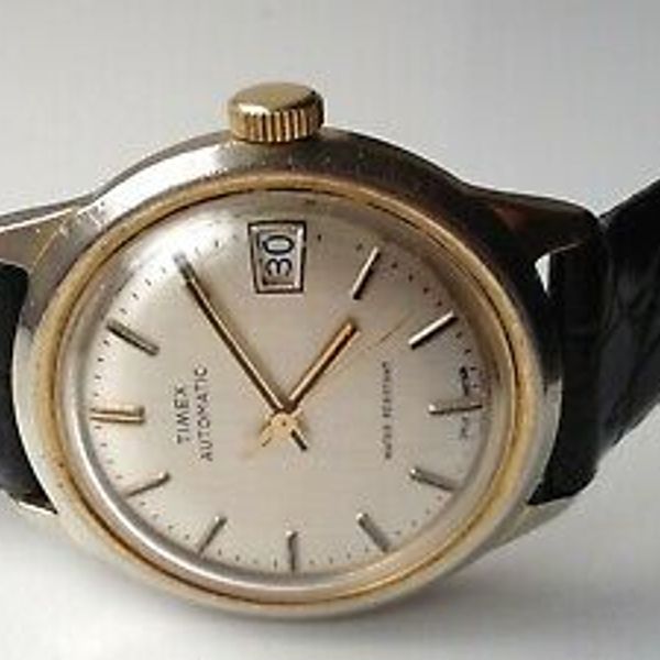 MENS VINTAGE TIMEX AUTOMATIC 465620-10878 WATER RESIST GOLD TONE ...
