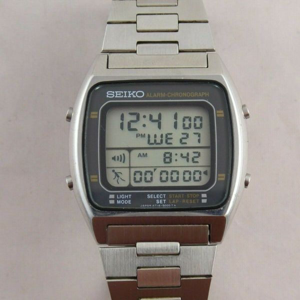 VINTAGE SEIKO RUNNING MAN RARE LCD DIGITAL QUARTZ WATCH A714-5000 ...