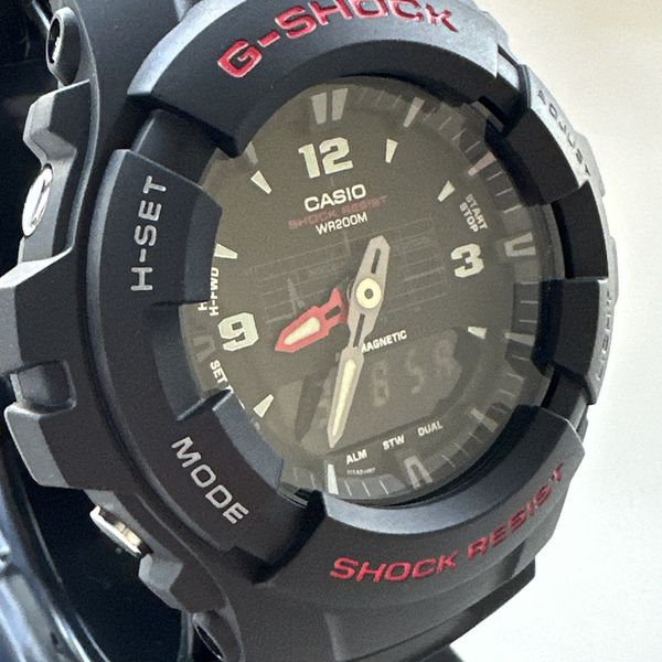 Casio G100-1BV, G-Shock 200 Meter WR Black Resin Watch, Analog/Digital ...