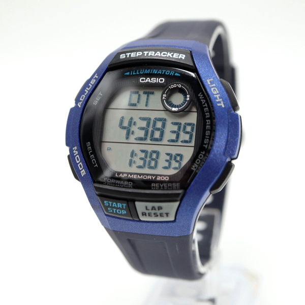 Casio Illuminator Men's Digital Watch Blue Black Step Tracker WS-2000H ...