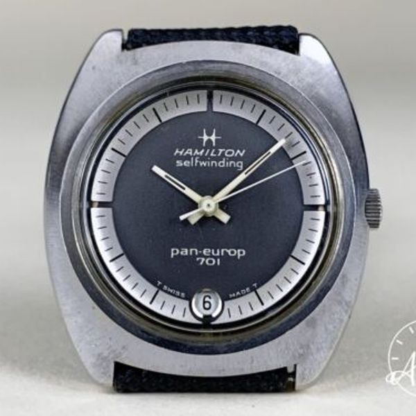 *Rare* Vintage 1960s Hamilton Pan-Europ 701 Dark Gray Dial Automatic ...