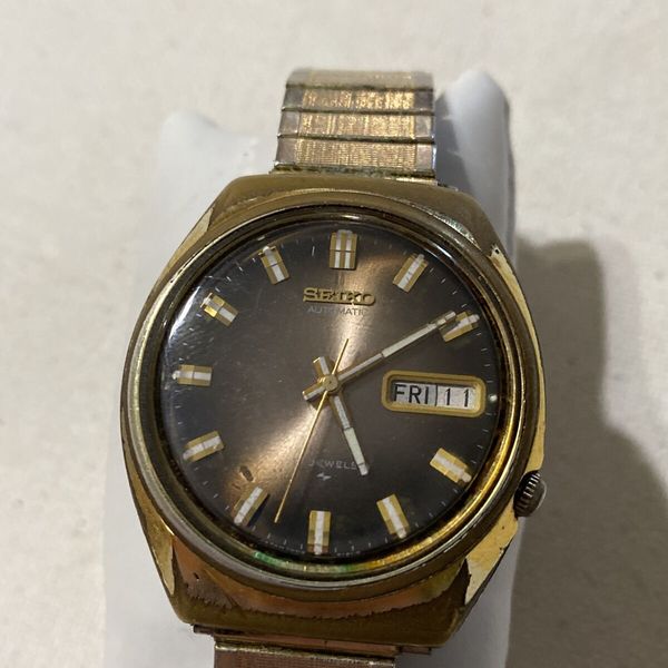 Vintage Seiko 7009-8319-P Gold Tone Brown Dial Automatic 17j Day Date Watch | WatchCharts ...