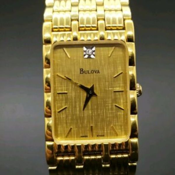 Vintage 1995 Bulova Diamond 97D05 Gold Tone Men's Swiss Quartz Watch ...