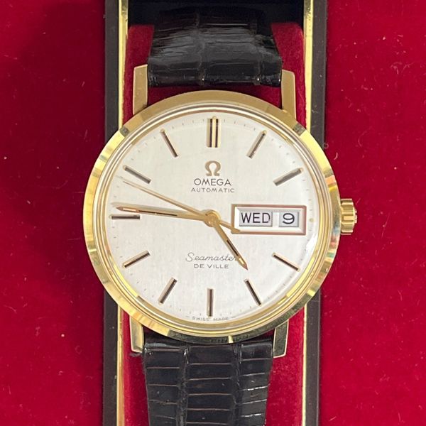 1980's OMEGA Automatic Seamaster De Ville Day & date with box Engraved ...