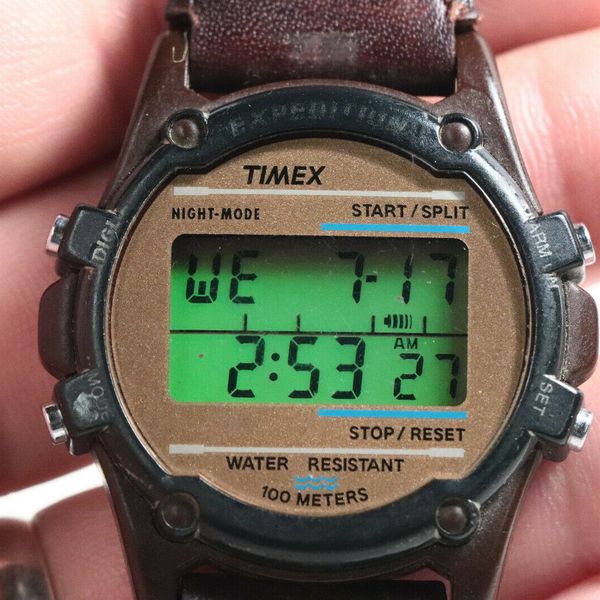 Vintage timex expedition 100m 745 e7 indiglo chrono mens wrist watch ...