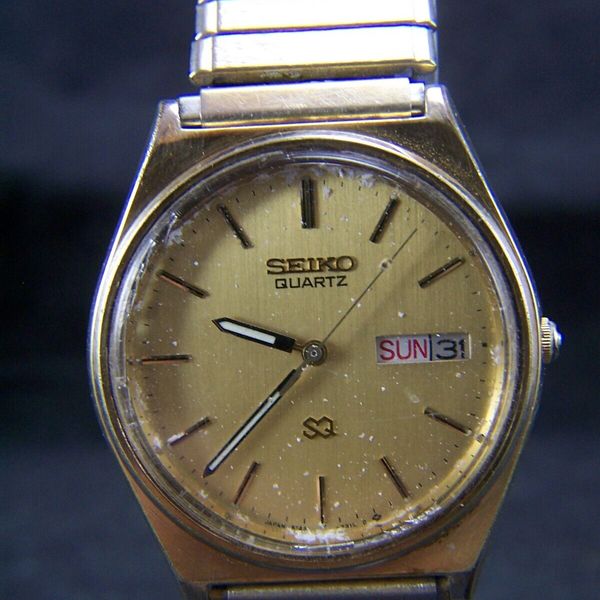 VINTAGE MENS SEIKO SQ 8123-7239 5 JEWEL QUARTZ DAY DATE GOLD TONE WRISTWATCH | WatchCharts ...