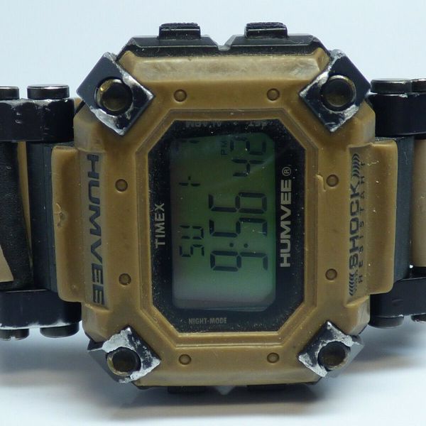 Vintage Timex Humvee Military Silver Wristwatch Watch Shock Resistance ...