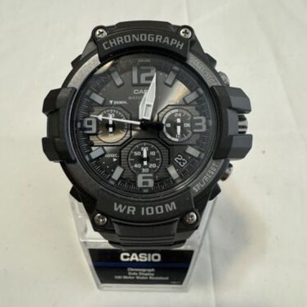 Casio MCW100H-1A3V, Chronograph Watch, 100 Meter WR, Black Resin, Date ...