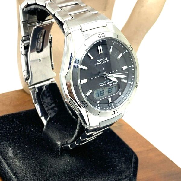 Casio Men's Watch WVAM640 Wave Ceptor 43mm Solar Ana-Dig Black Resin ...