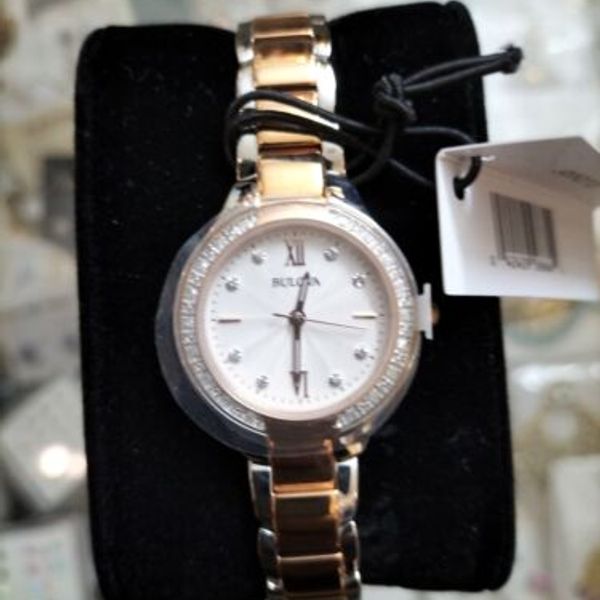 BULOVA 98R272 Ladies Two Tone DIAMOND Set Bracelet Watch, Brand New ...