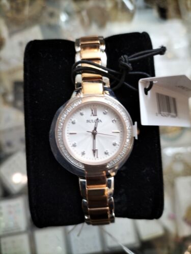 BULOVA 98R272 Ladies Two Tone DIAMOND Set Bracelet Watch, Brand New ...