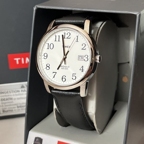 TIMEX Black Leather White Dial Analog 36 mm Men's Watch - T2H281 MSRP ...