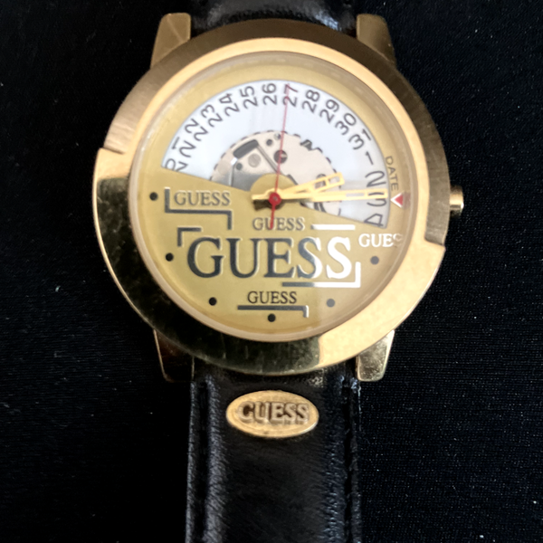 Guess Women's Watch 1994 Rare Guess Logo Black Band, Date Vintage New ...