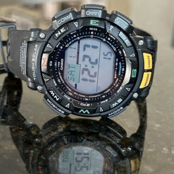 Casio Pathfinder PAG-240 3246 Solar Watch Twin Sensor Alti-Baro Compass ...
