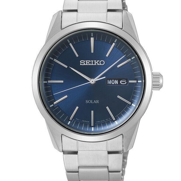 Seiko Solar, Blue Dial - Stainless Steel on Bracelet, SNE525P1 ...