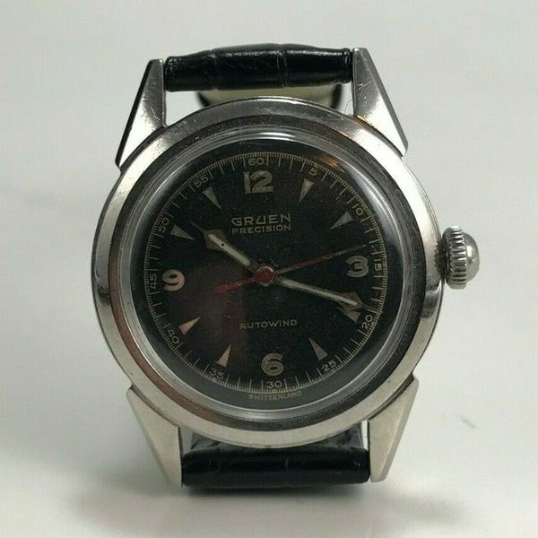 Vintage Gruen Precision Autowind 480ss Movement Wristwatch Black Dial ...