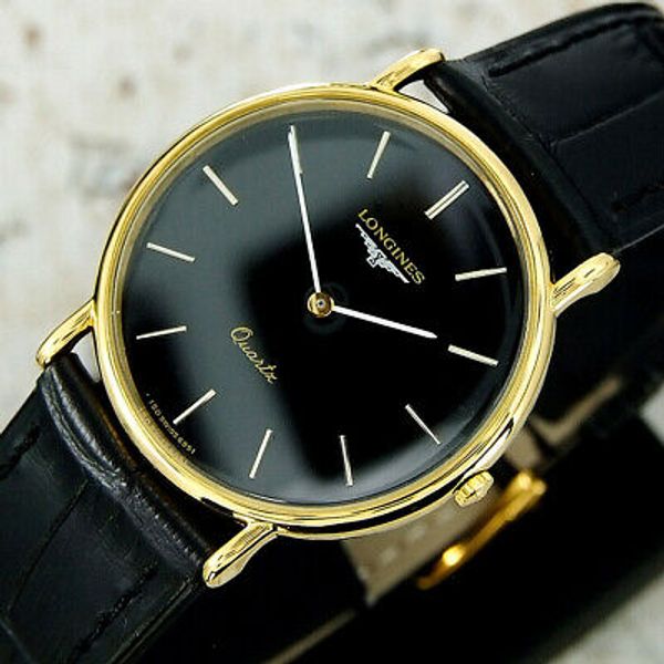 Authentic Longines La Grande Classique Black Dial Gold Plated Quartz ...