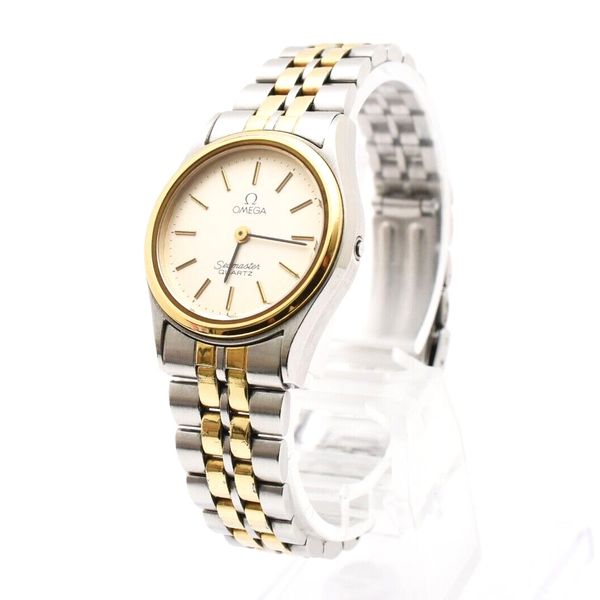 Vintage OMEGA Seamaster Cal.1353 Quartz Gold/Silver 25mm Women's Watch ...