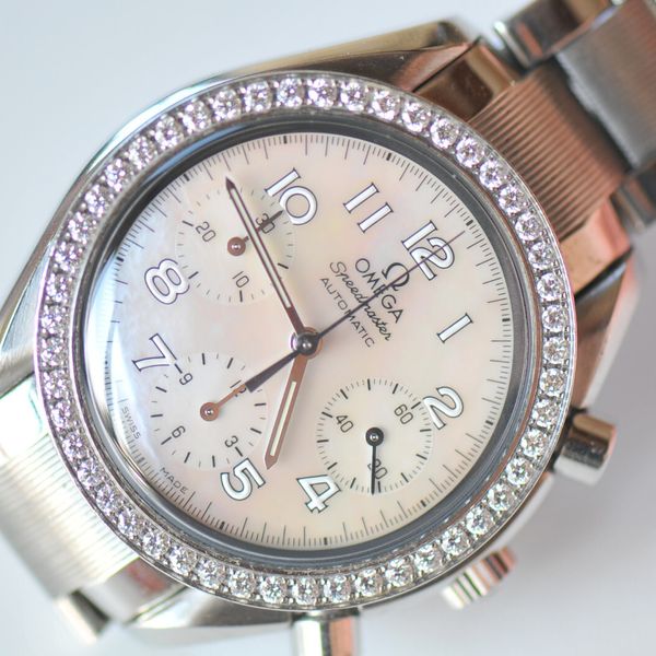 OMEGA Speedmaster White Mother of Pearl Watch Diamonds automatic ...