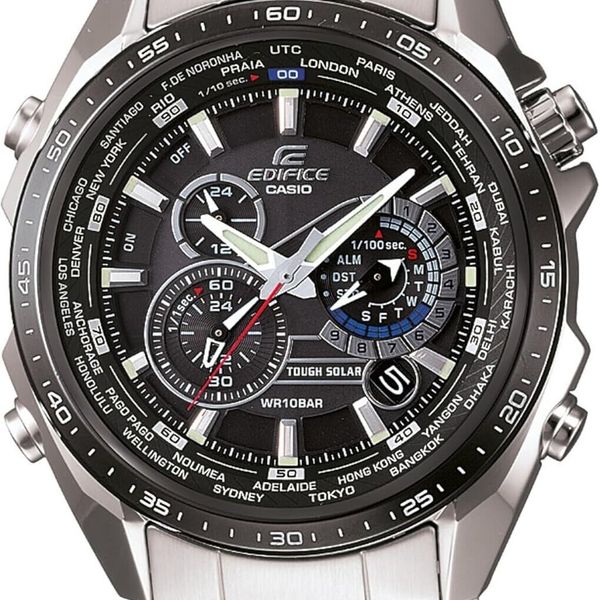 Casio Solar Powered Solid Stainless Steel Band Watch EQS-500DB-1A1 ...