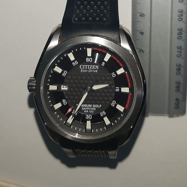 Citizen Eco-Drive Watch, Right Hand, Titanium GOLF. WR100, Sapphire ...