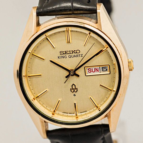 *Vintage 1976* SEIKO King Quartz 4823-8000 Quartz Gold Dial Date Mens ...