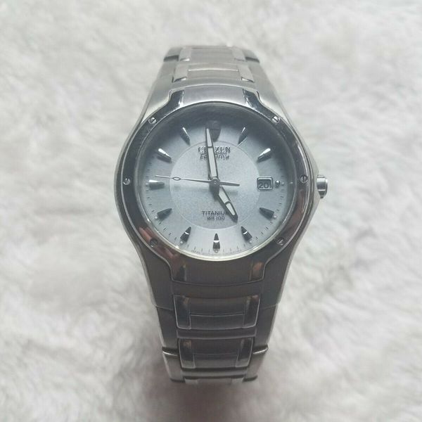 Citizen Eco Drive Titanium E111-K002141 CK Silver Dial Mens Date Watch ...