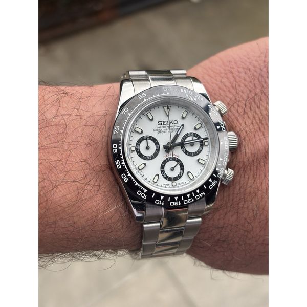 NEW Seiko VK63 Custom MOD Panda Chrono White Dial Mecha-Quartz ...