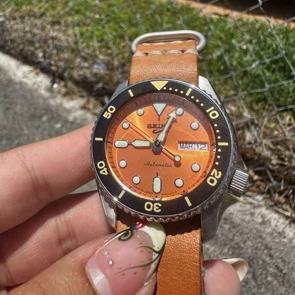 Seiko 5 Sports 38mm Orange Dial Automatic Watch â 4R36 Movement â ...