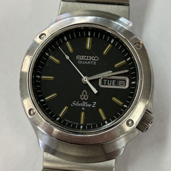 Seiko Silver Wave Z Stainless Steel Day & Date 39mm Watch 7546-6080 ...
