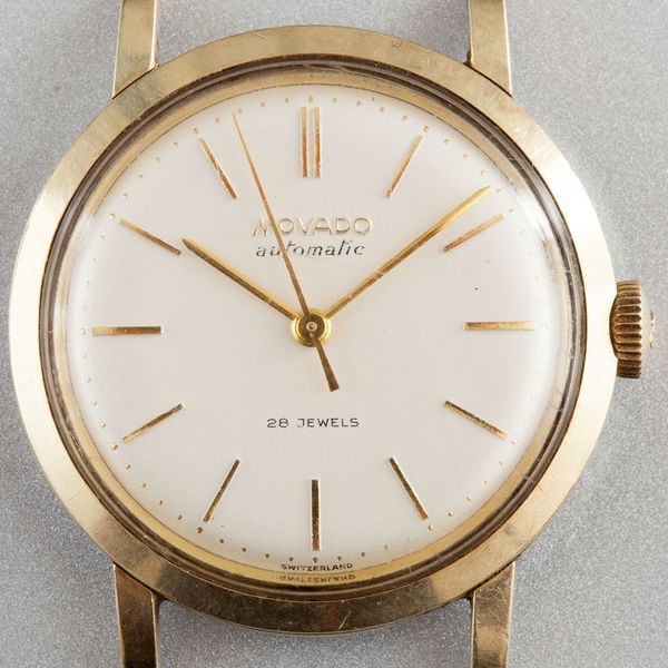 FS: 1950's MOVADO AUTOMATIC 28 JEWEL GOLD CAP STAINLESS STEEL SCREWBACK ...