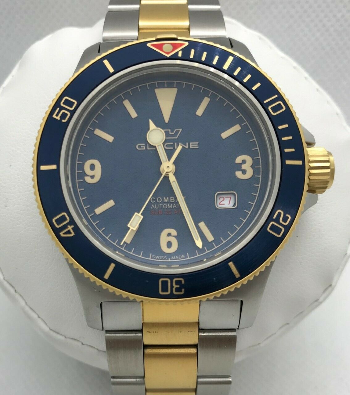 Glycine Combat Sub Vintage 42 Swiss Automatic Two Tone Silver/Gold ...