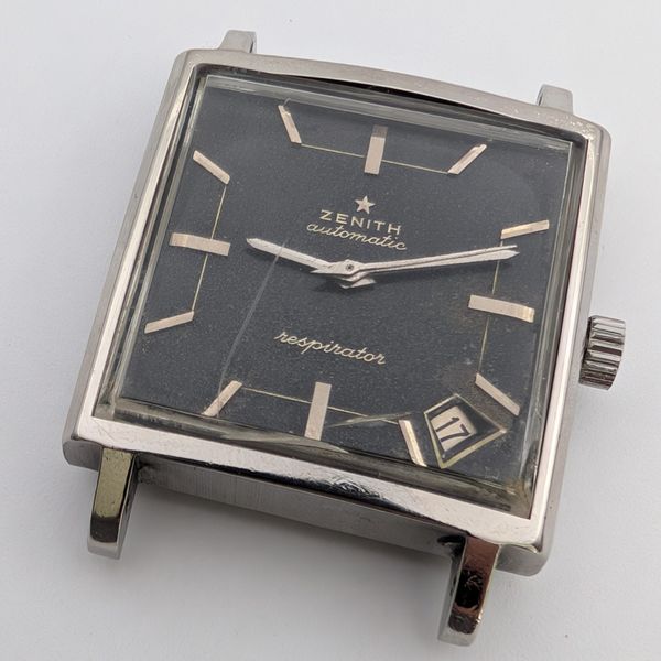 Vintage Zenith Respirator JFK Black Dial Cal. 2552 PC For Parts ...