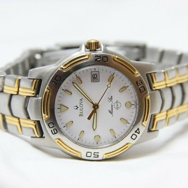Authentic Bulova Marine Star Unisex Quartz Watch 98C31 6003G GOLD ...