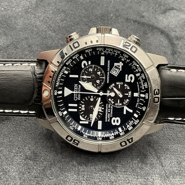 CITIZEN E812 ECO-DRIVE PILOT / AVIATOR STYLE CHRONOGRAPH WATCH - BLACK ...