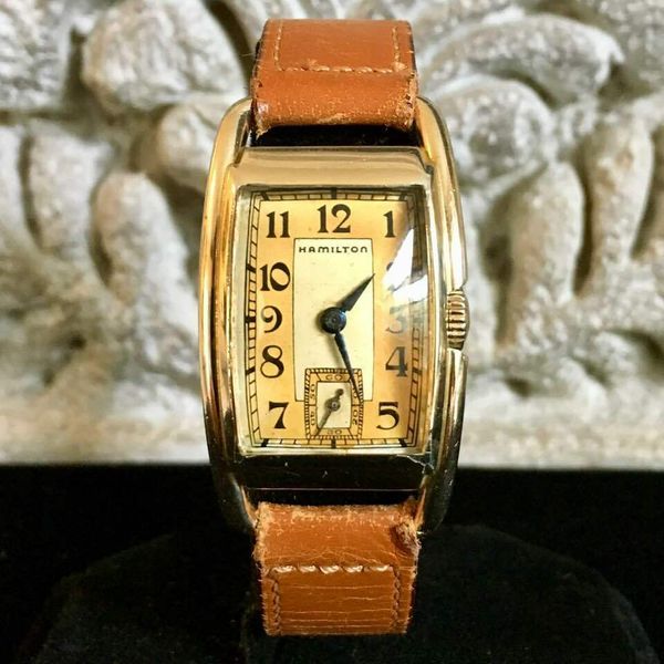 VINTAGE 1936 MENS HAMILTON SUTTON TANK SERVICED WINDING ART DECO WATCH ...